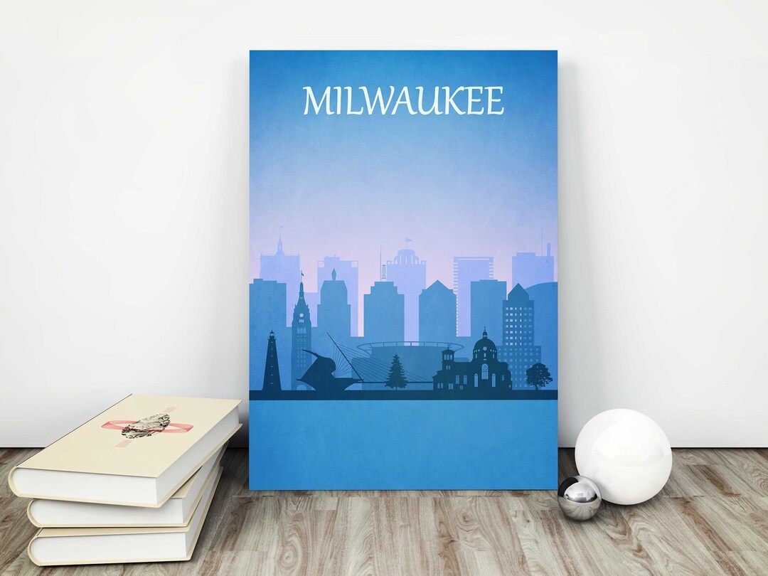 Milwaukee Wisconsin Minimalist Print Vintage American City Travel ...