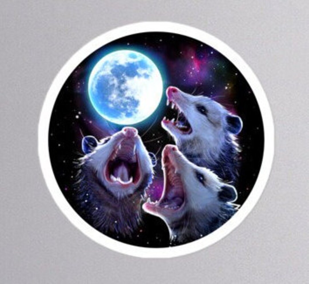 Three Possums Howling at Moon Sticker Like 3 Wolves Sticker Opossum ...
