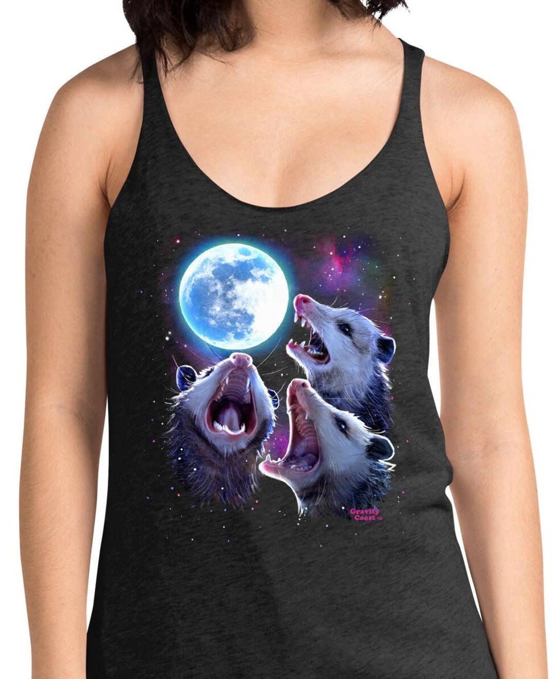 Three Possums Howling at Moon Tank Top Like 3 Wolves Tanktop Opossum ...