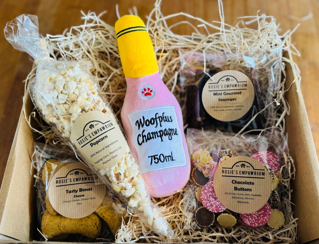 Handmade Dog Treat Gift Box: Gourmet Doggy Hamper With Toy - Etsy