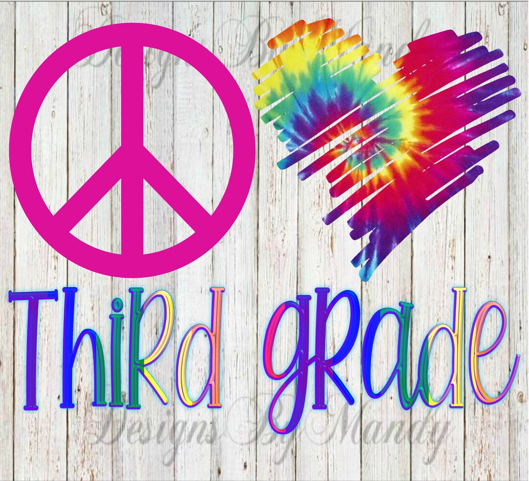 Back to School PNG, Peace Love Third Grade PNG, Third Grade Digital ...