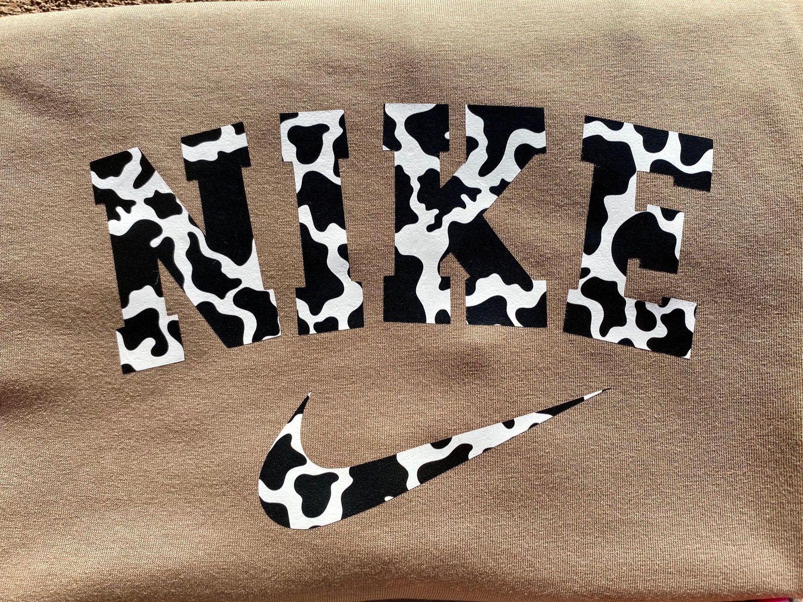 Cow Print Logo Crew-neck T-shirt Custom Nike Inspired Crew | Etsy