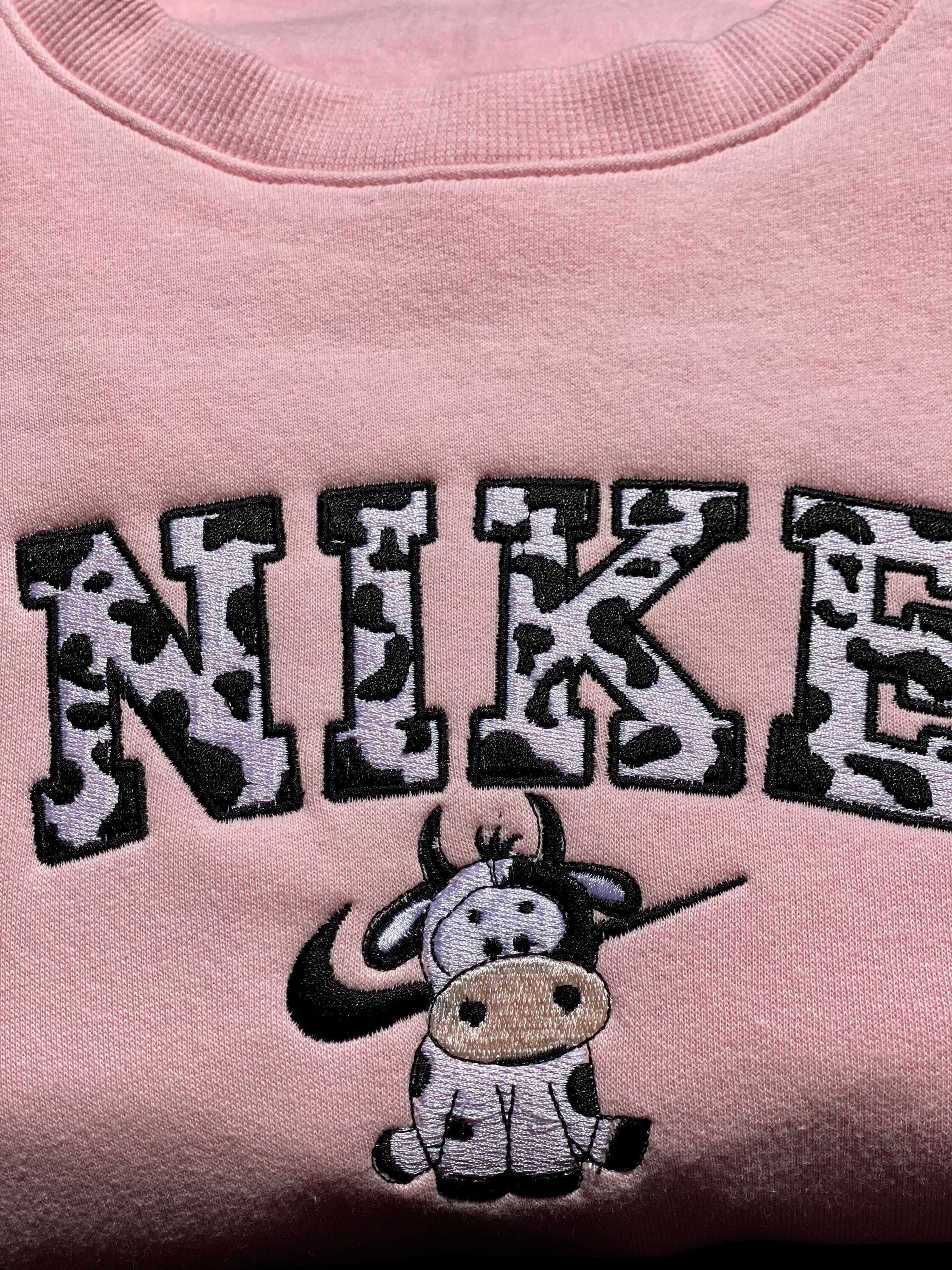 Cow Print Logo Crewneck Custom Nike Inspired Crew Full | Etsy