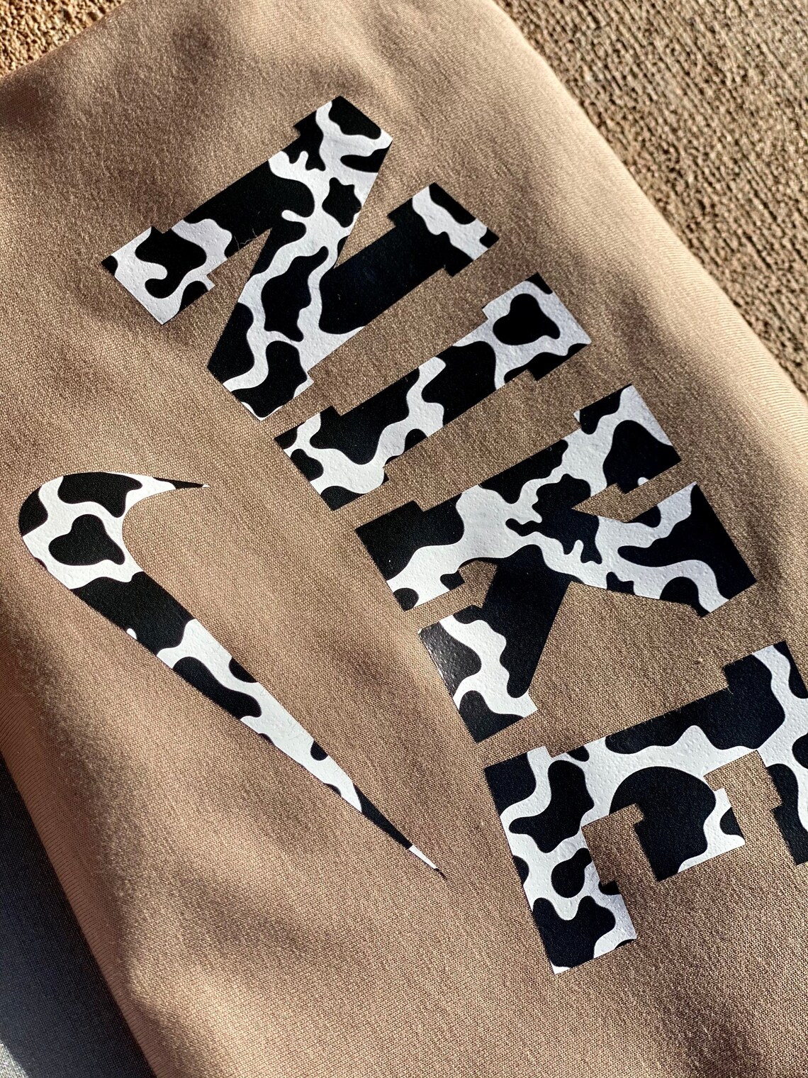 Cow Print Logo Crew-neck T-shirt Custom Nike Inspired Crew | Etsy