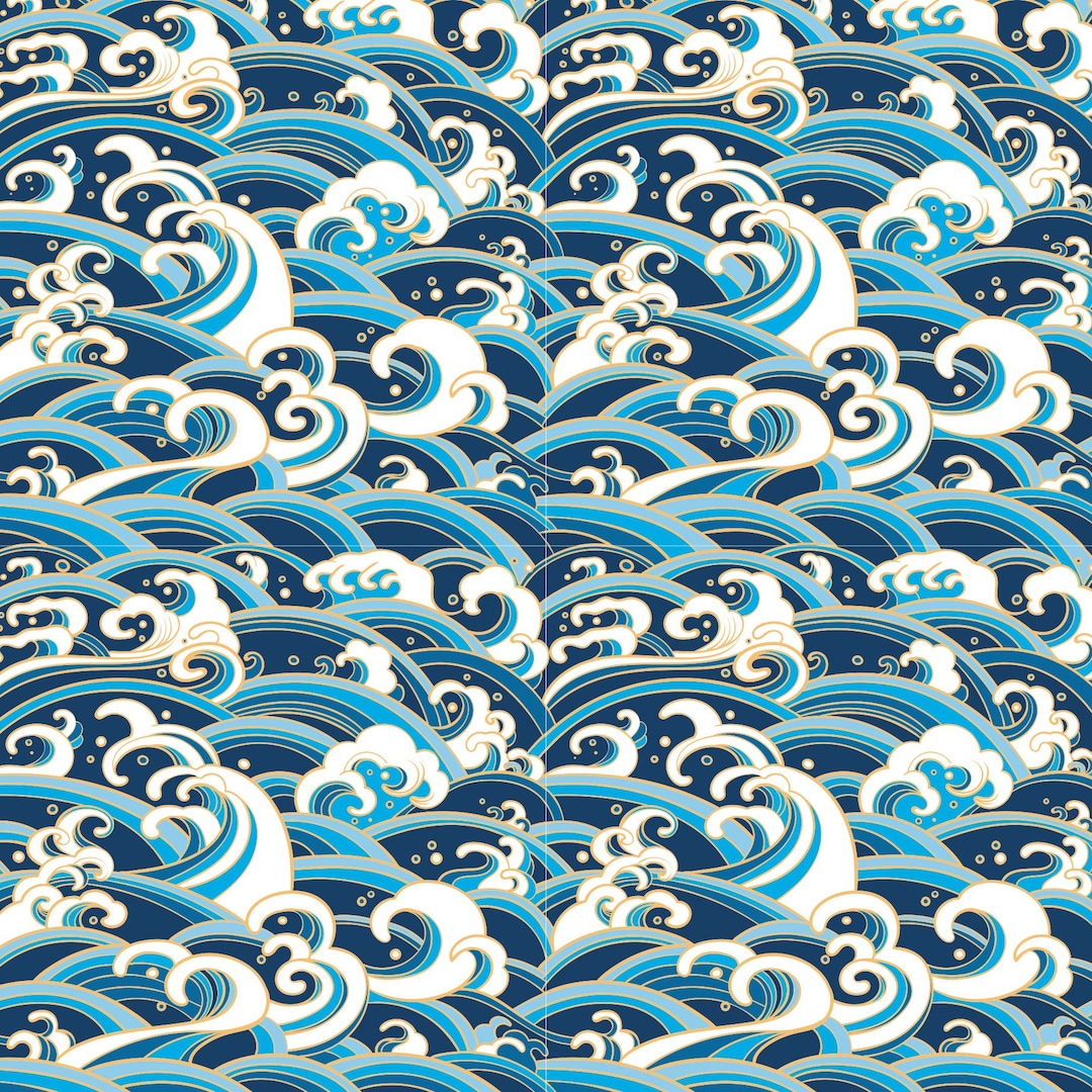 Origami Paper, Japanese Pattern, Blue Waves, Craft Folding, 15x15 Cm ...