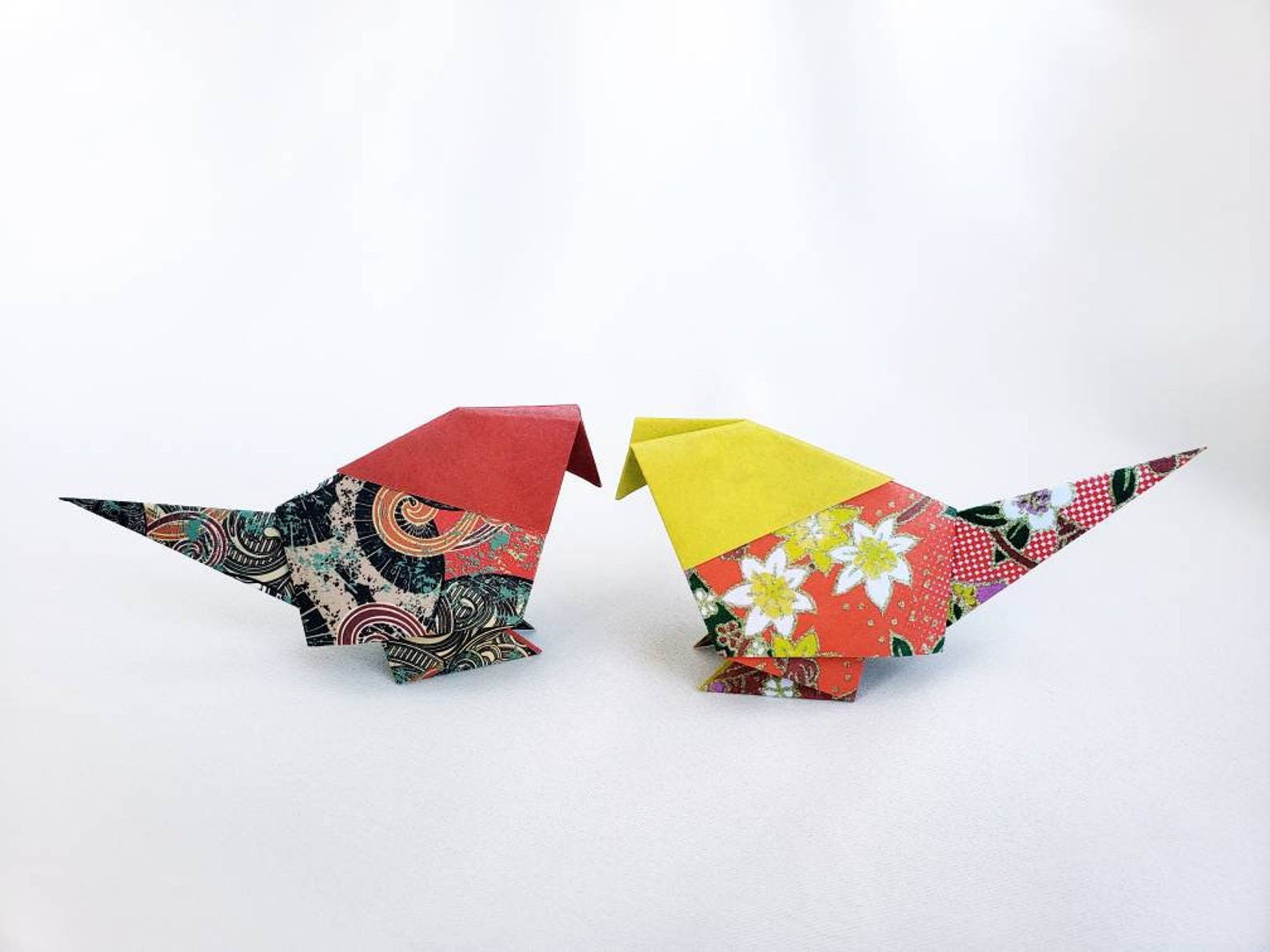 Origami Bird Parakeet, Couple or Family, Paper Birds, Origami Animal ...