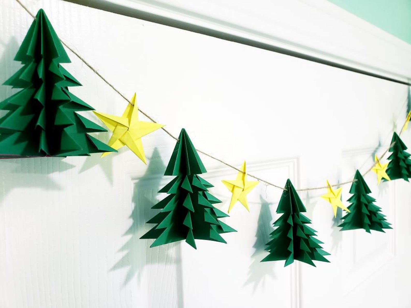 Christmas Tree Garland Origami Paper Tree Xmas Decoration - Etsy