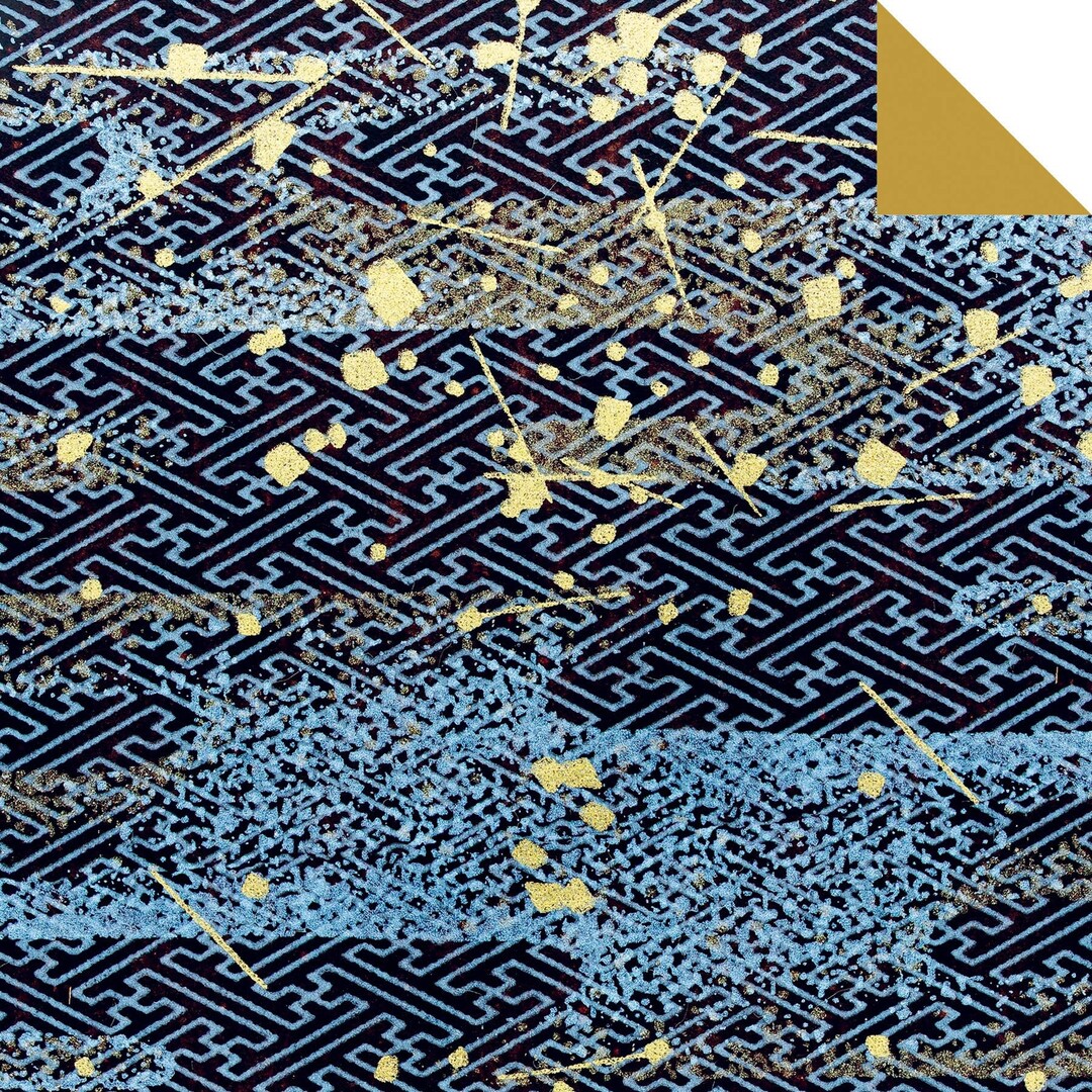 Origami Paper, Japanese Pattern, Blue Golden Dots, Craft Folding, 15x15 ...