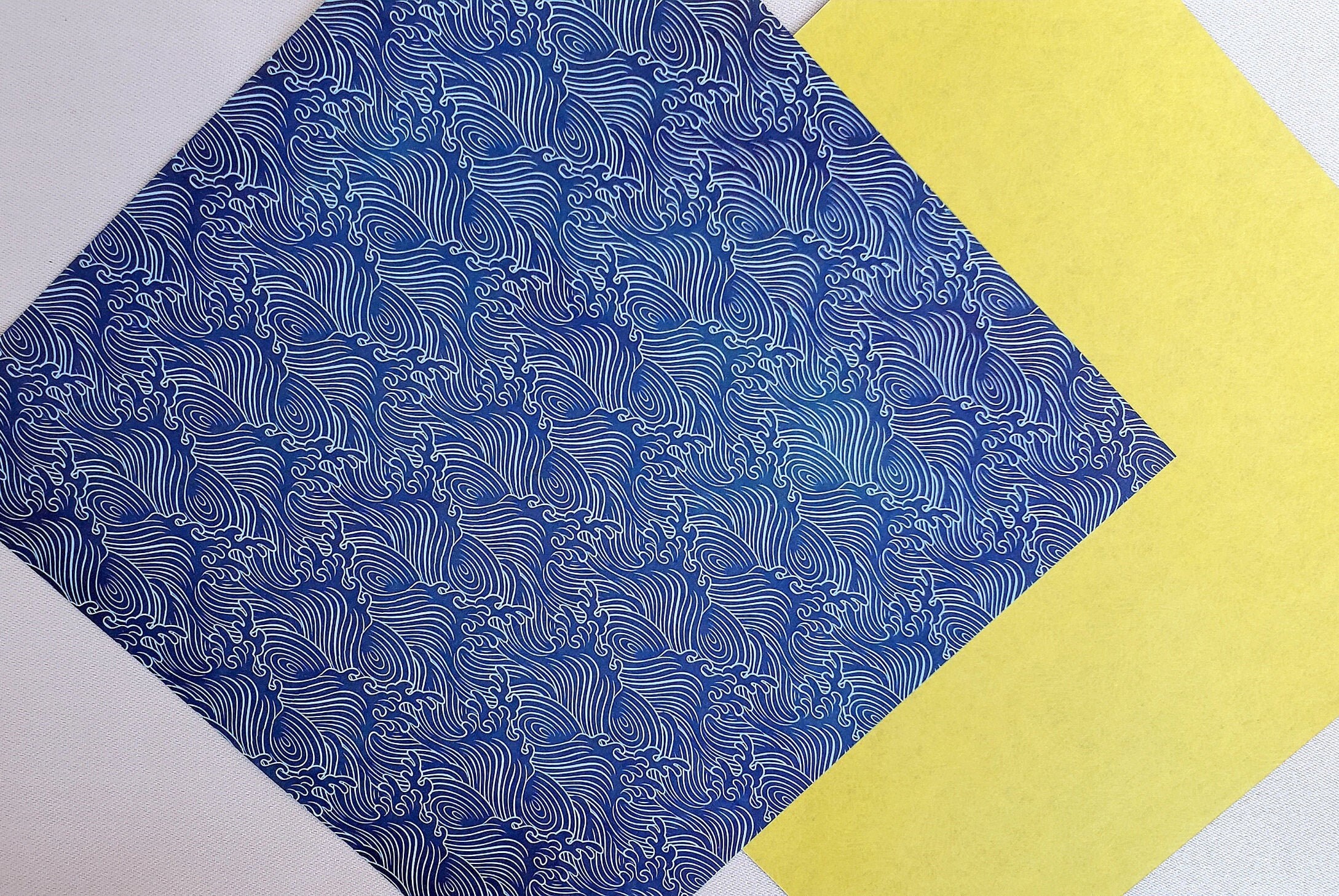 Origami Paper Japanese Pattern Blue Waves Craft Folding - Etsy