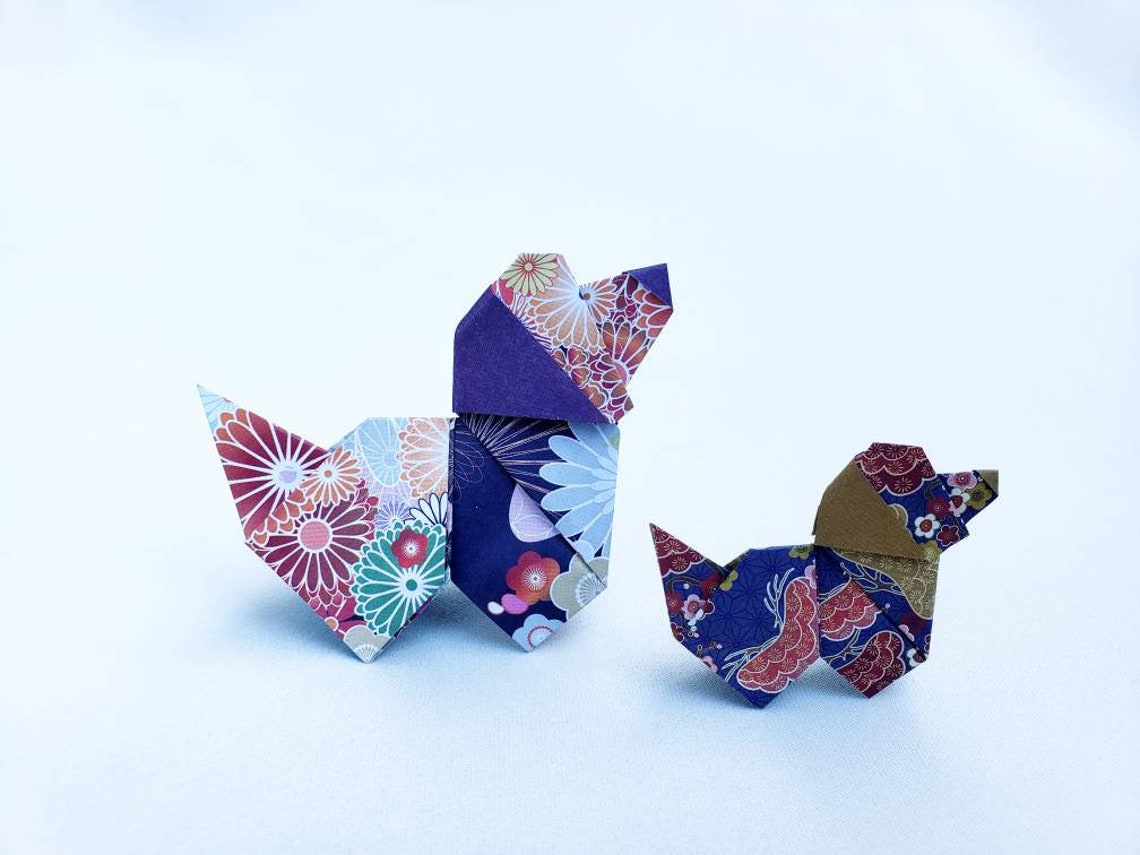 Origami Puppy Dog, Couple or Family, Paper Dogs, Dog Lovers, Origami ...