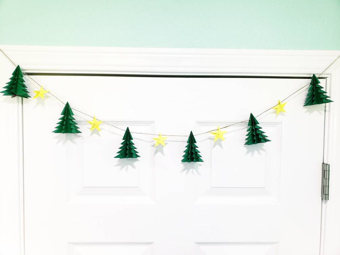 Christmas Tree Garland Origami Paper Tree Xmas Decoration - Etsy