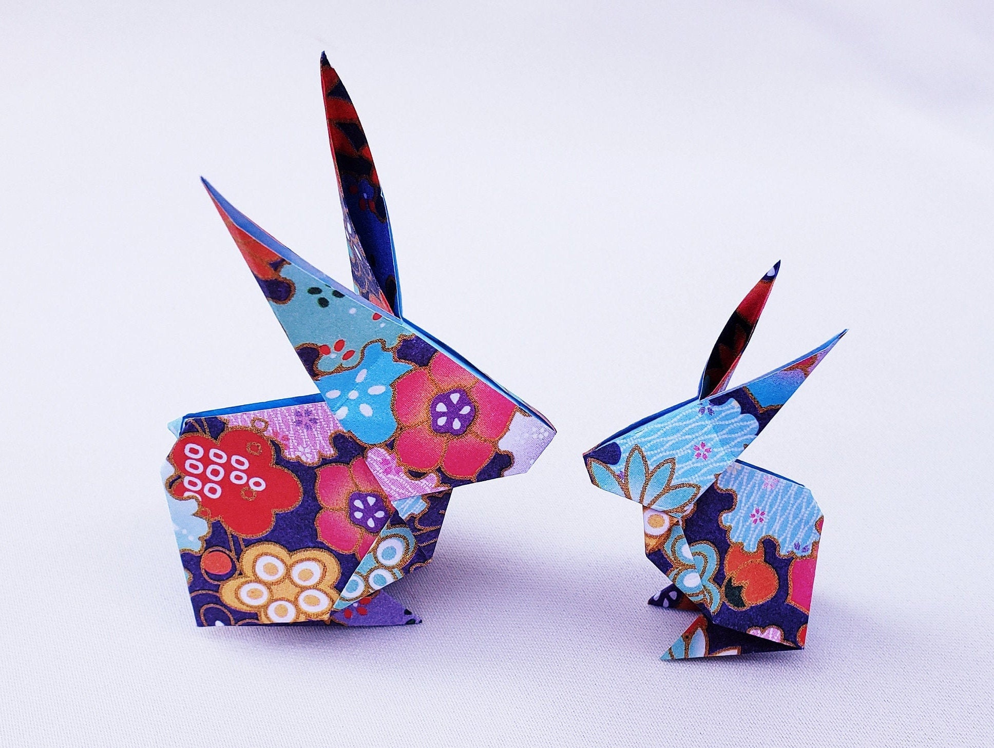 Origami Bunny Rabbit Couple or Family, Paper Rabbits Handmade, Origami ...