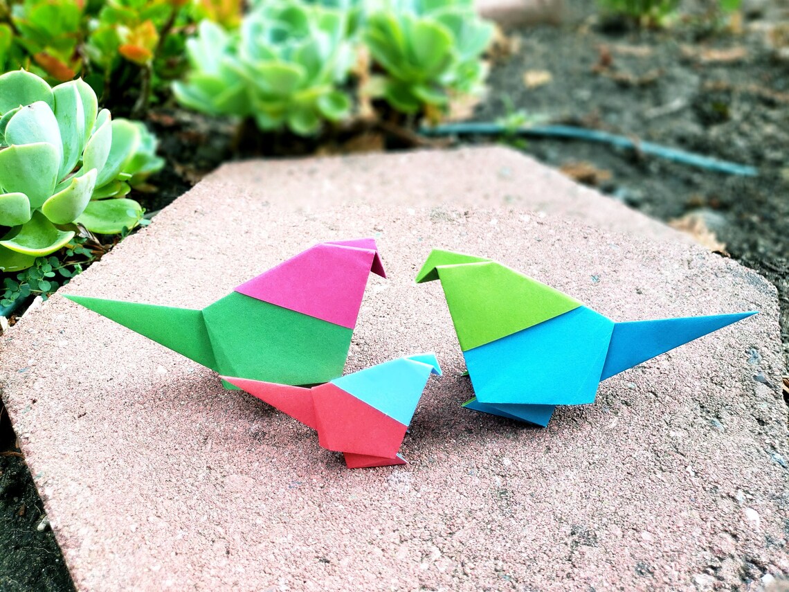 Origami Bird Parakeet Couple or Family Paper Birds Origami - Etsy