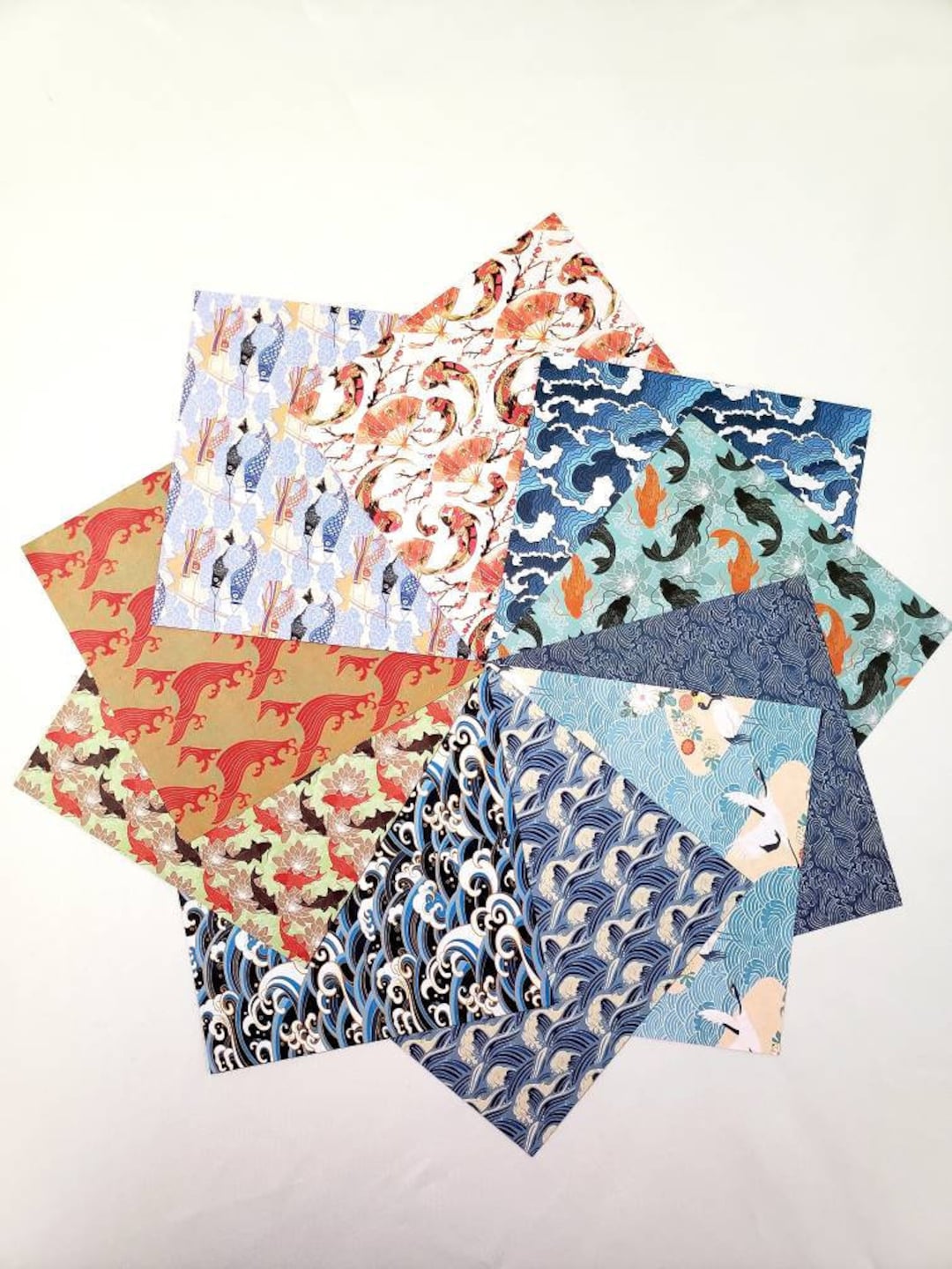 Koi Fish & Waves, Assorted Origami Paper Pack, Japanese Fish, Theme ...
