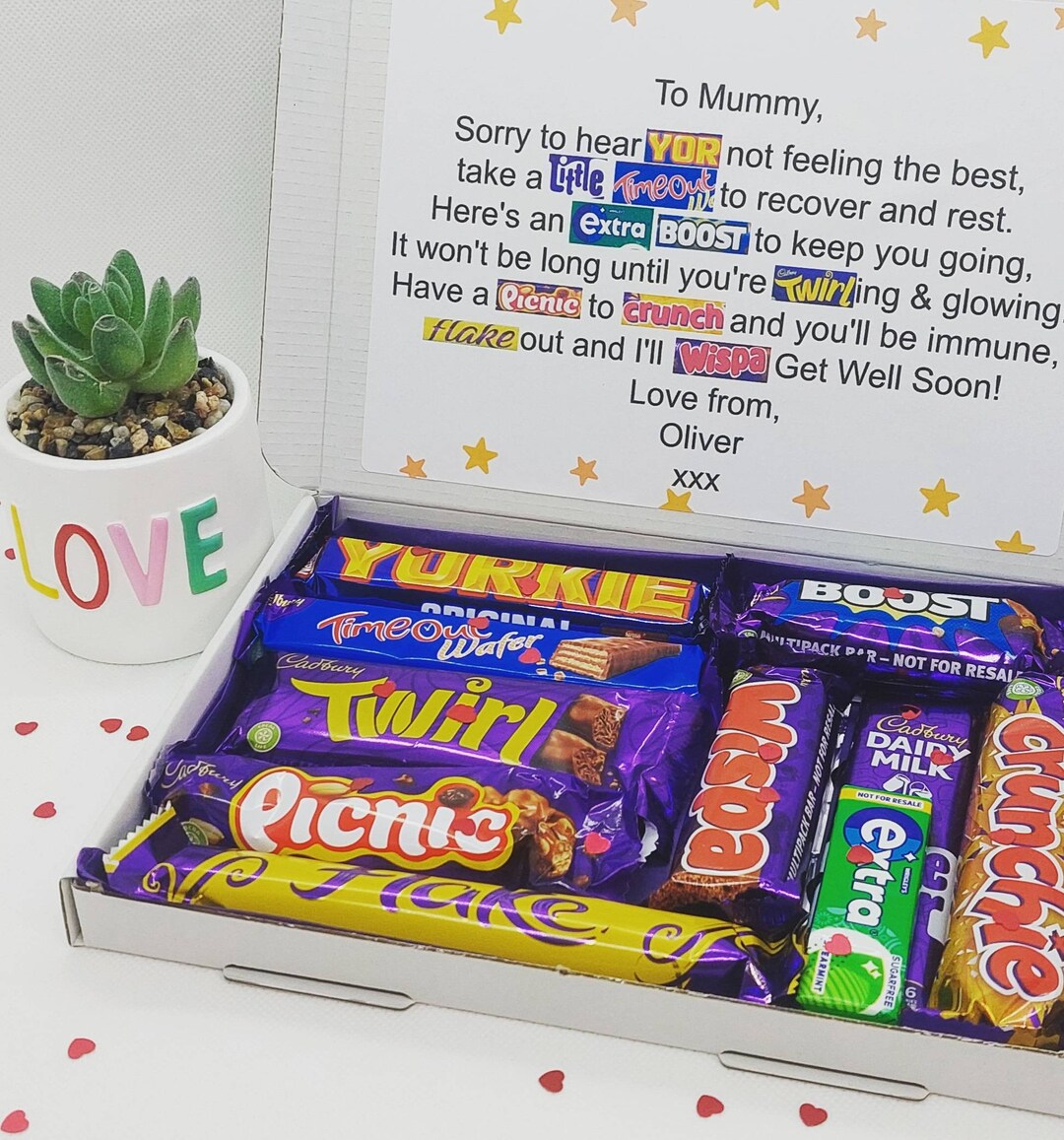 Get Well Soon Chocolate Poem Gift, Chocolate Hamper, Chocolate ...