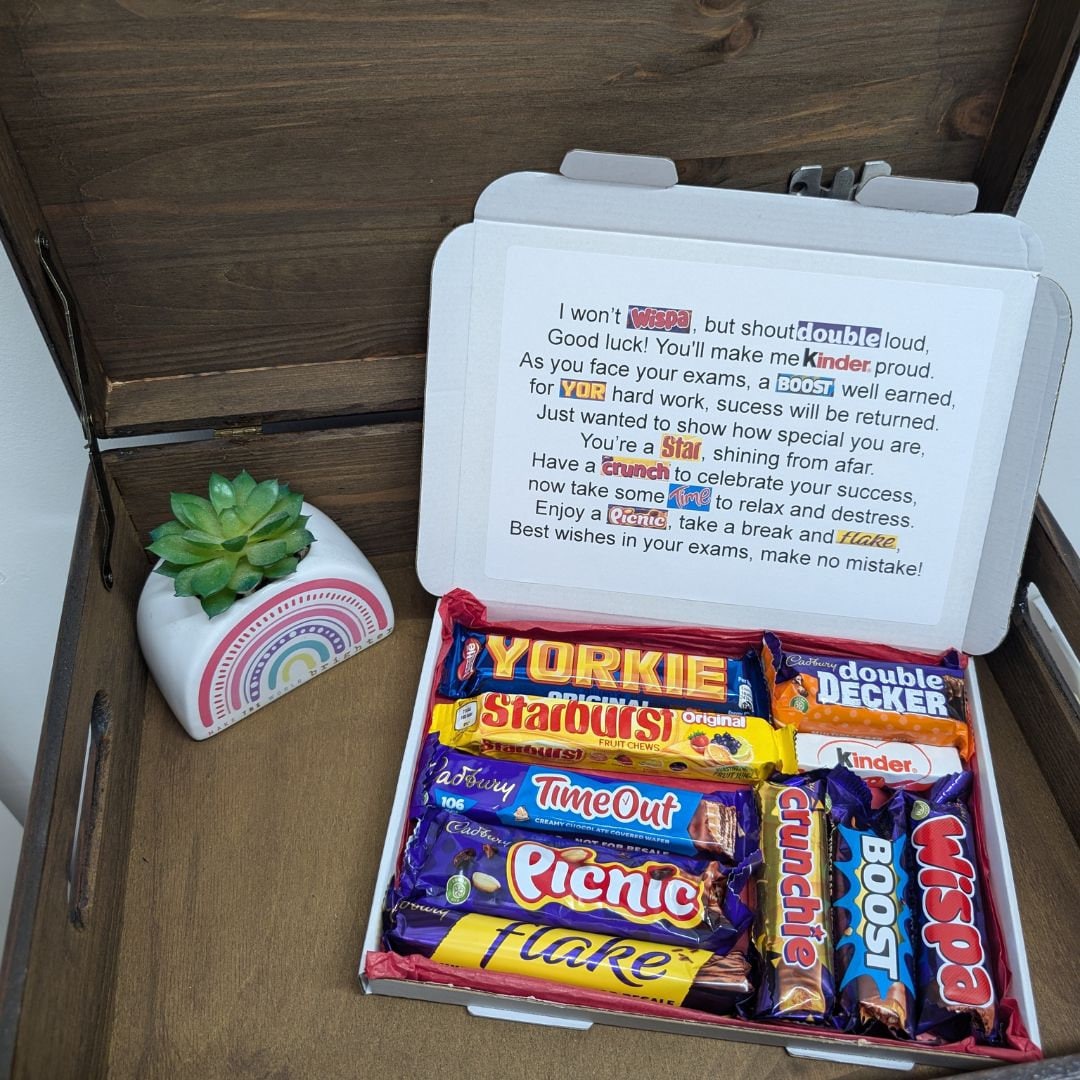 Good Luck With Your Exams Chocolate Poem Gift, Chocolate Hamper ...