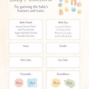 Baby Predictions Game | Printable Baby Shower Activity | Guess Baby’s ...
