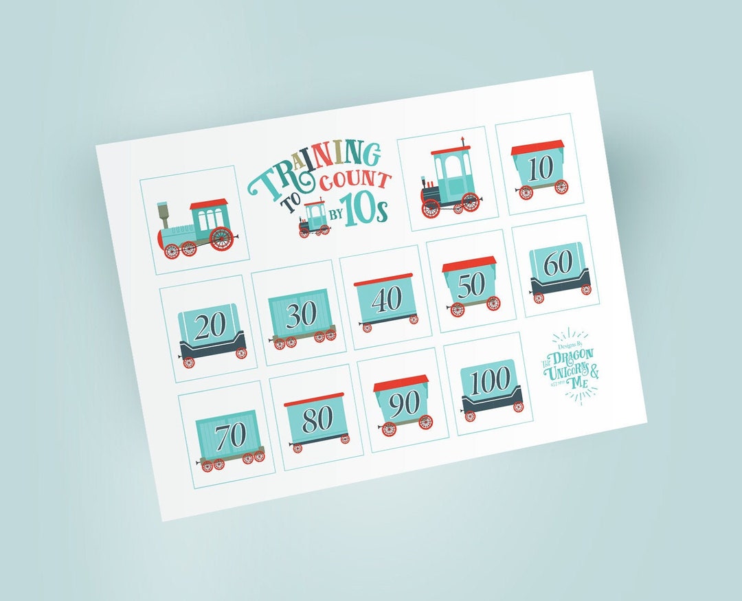Count by Tens Educational Printable, Trains, Homeschool Print - Etsy