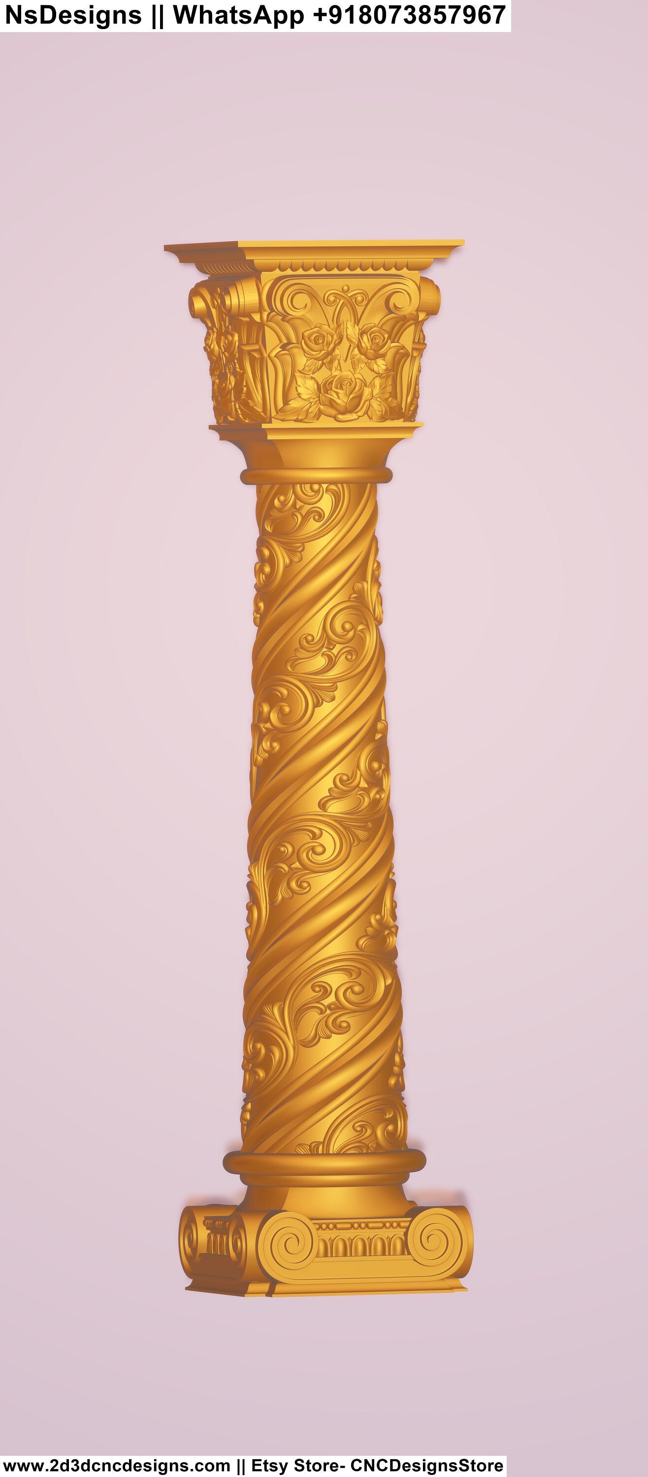 WC CNC Pillar and Column 3D Designs STL Model File for Cnc Routers Wood ...