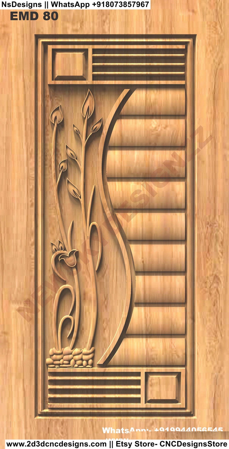 Embossed Wood Door CNC Engraving Designs: 3D STL & RLF Files (download ...