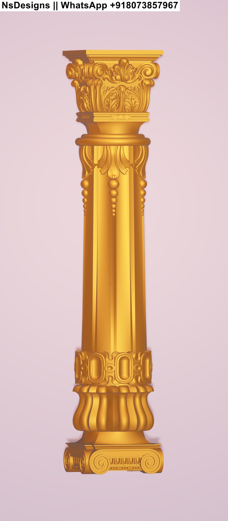 WC CNC Pillar and Column 3D Designs STL Model File for Cnc Routers Wood ...