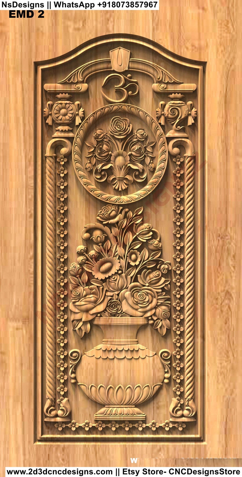 100 Embossed Wood Door CNC Engraving Designs: 3D STL & RLF Files ...