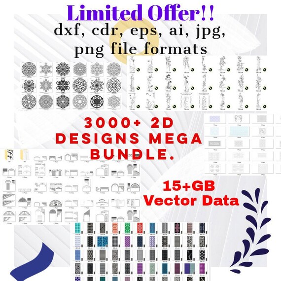 3000 2D Designs Mega Pack of Dxf Eps Cdr Ai Files for | Etsy