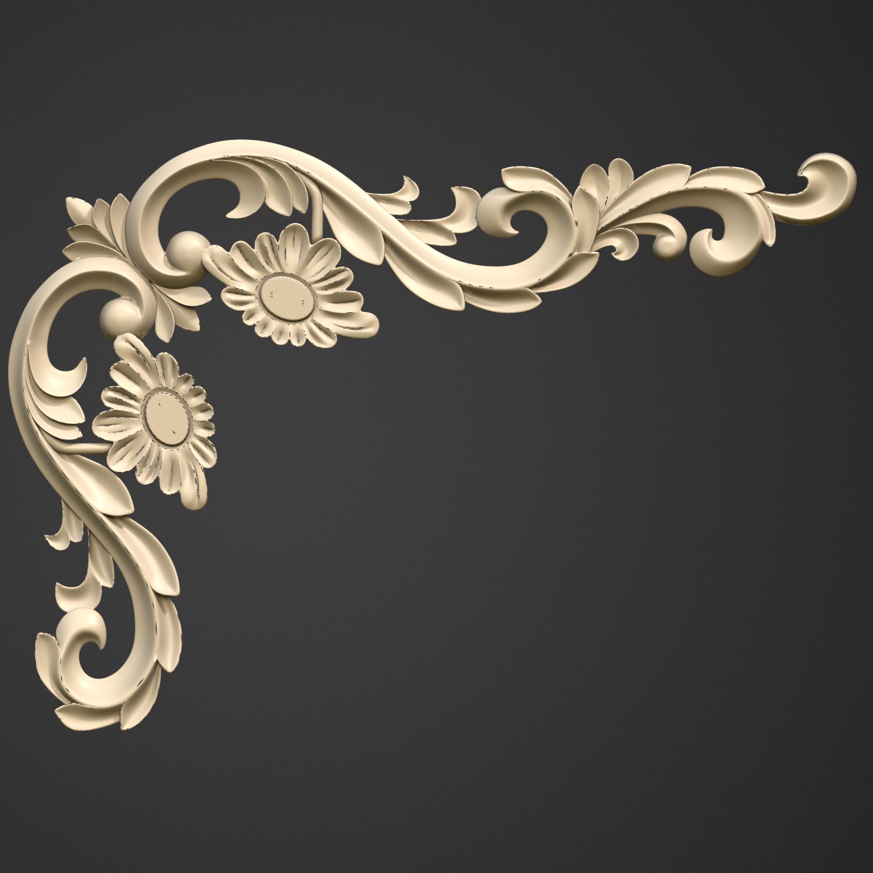 140 Corners STL CNC Models, Floral Designs for CNC Router, Cnc Carving ...