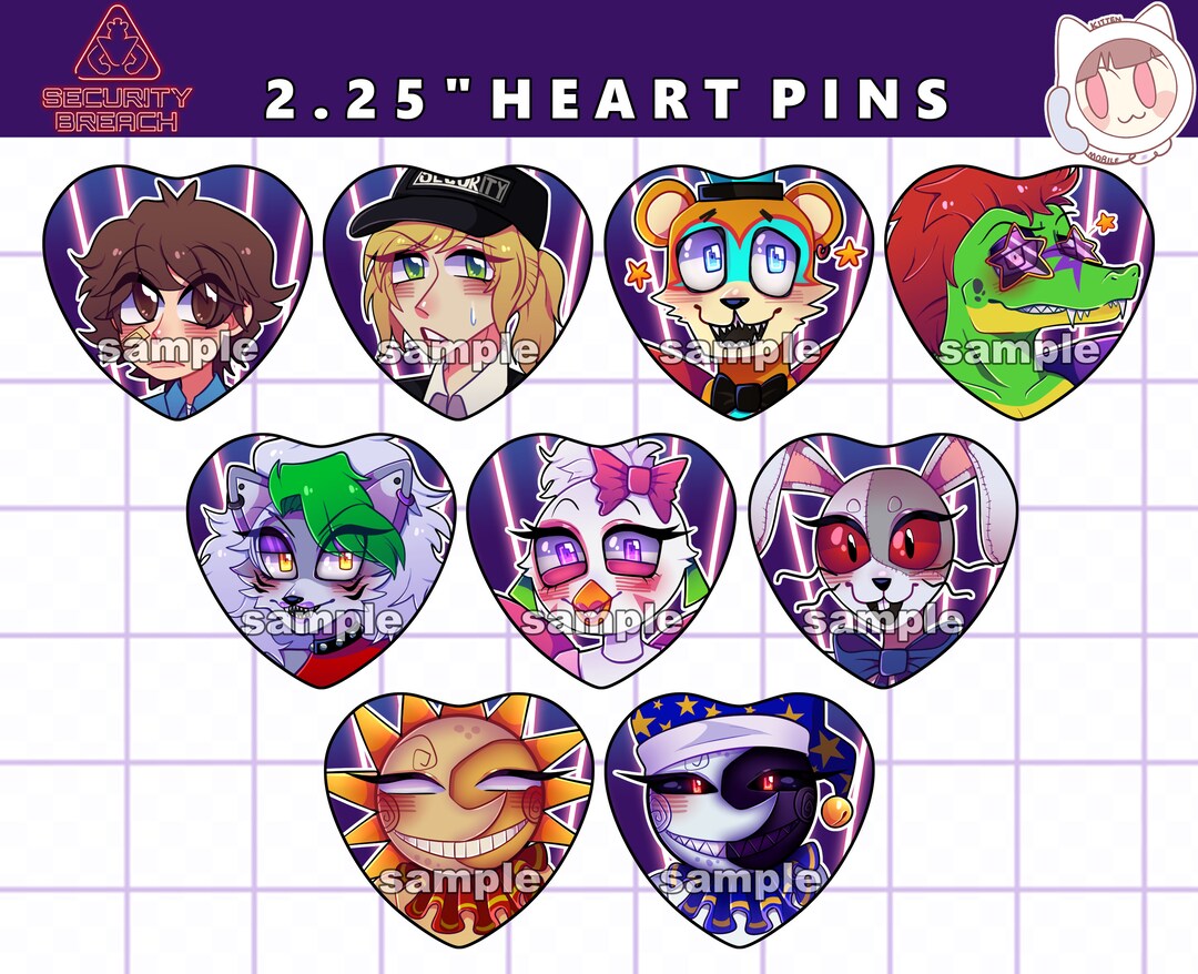 FNAF SB Heart Pins - Etsy