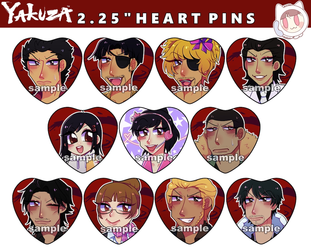 RGG Ryu Ga Gotoku Heart Pins - Etsy