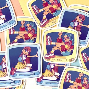 Retro TV and Computer Girl [STICKERS] - Etsy