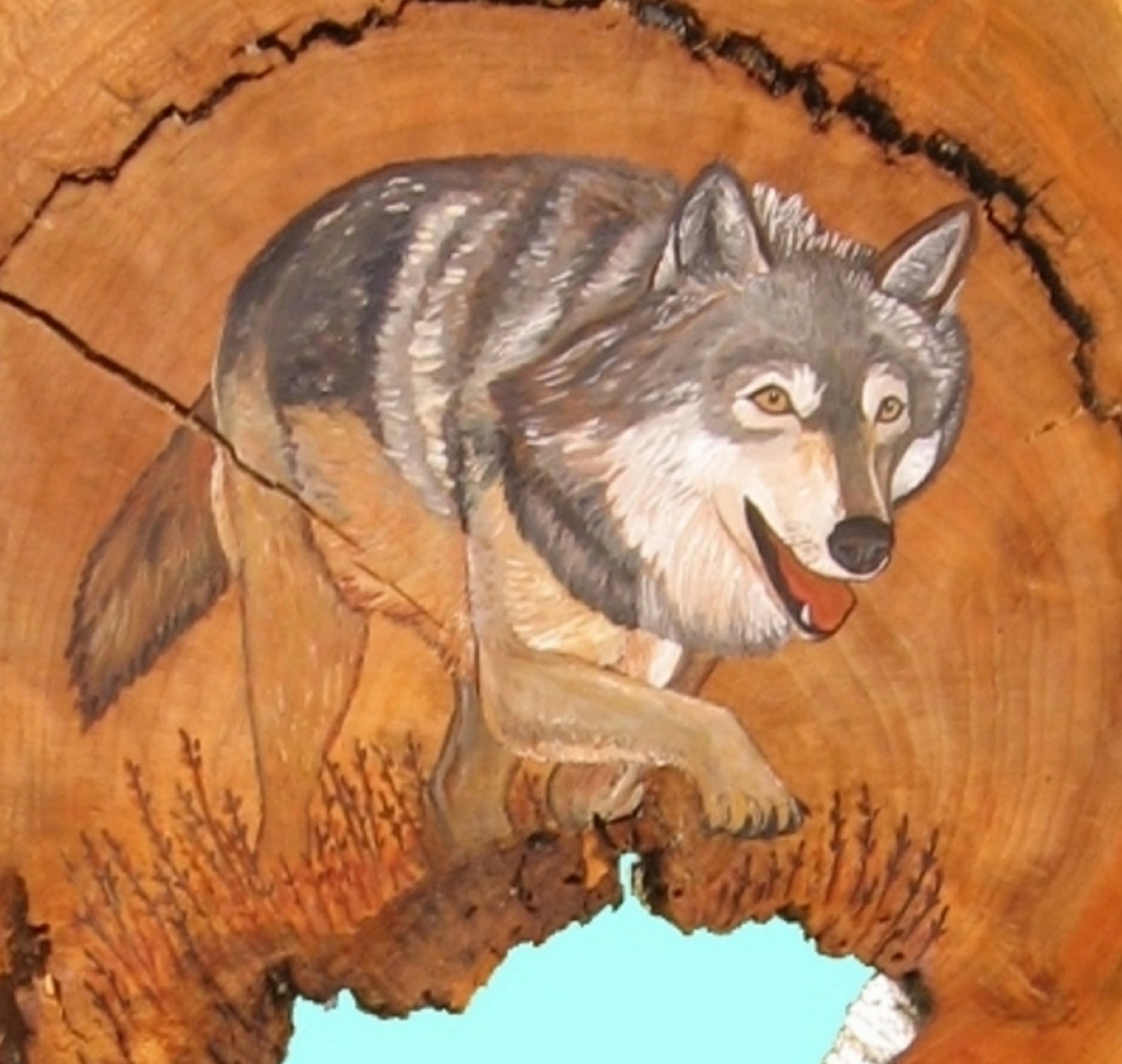 WOLF FAMILY Original Art, Oil Painting on Natural Wood, Wilderness ...