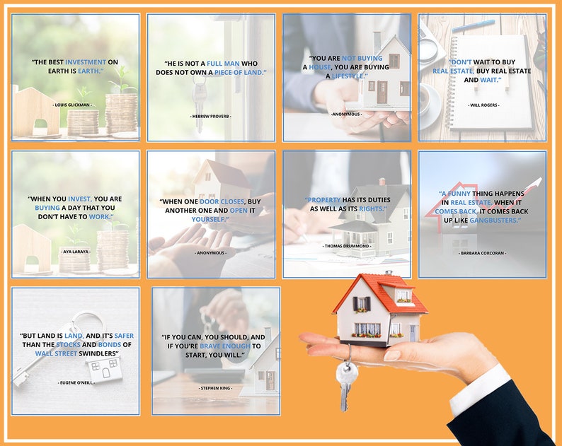 50 REAL ESTATE QUOTES Canva Editable | Posts | Canva Templates | Agents ...