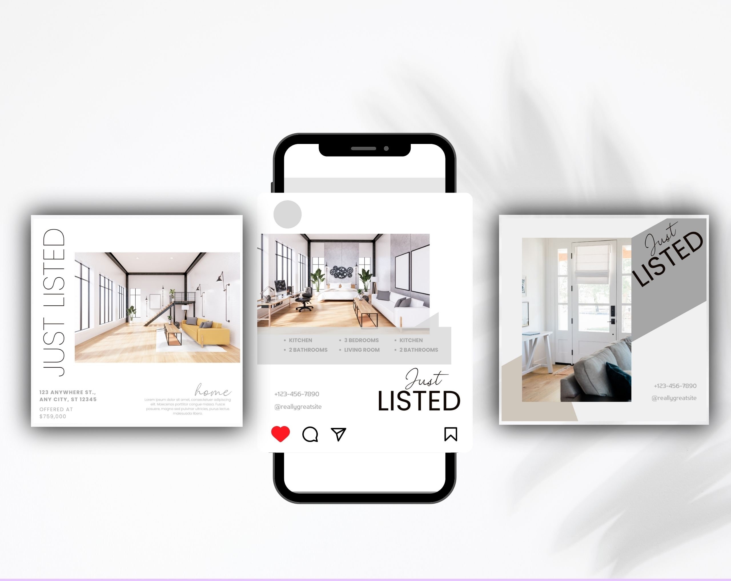 30 Just Listed Social Media Posts, Realtor Instagram Post Templates ...