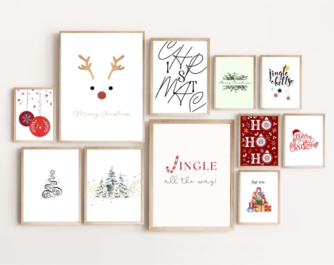 Set of 160 Xmas Art Prints, Christmas Printable Gallery Wall Art Mega ...