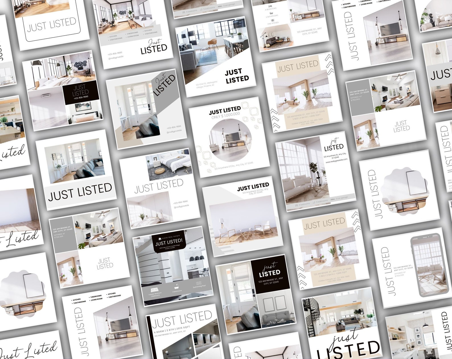 30 Just Listed Social Media Posts, Realtor Instagram Post Templates ...