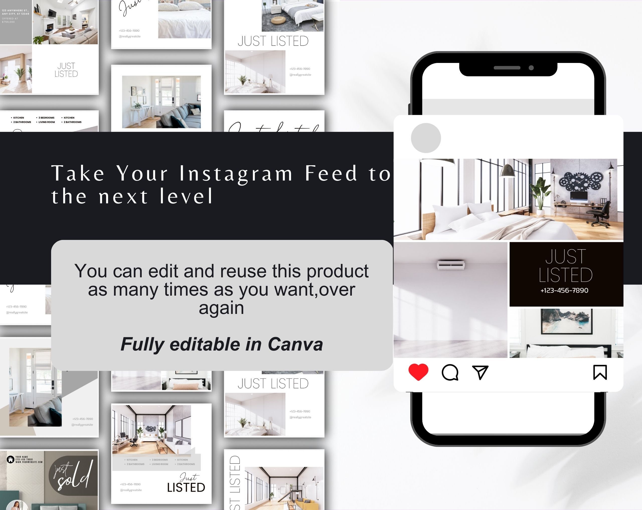 30 Just Listed Social Media Posts, Realtor Instagram Post Templates ...