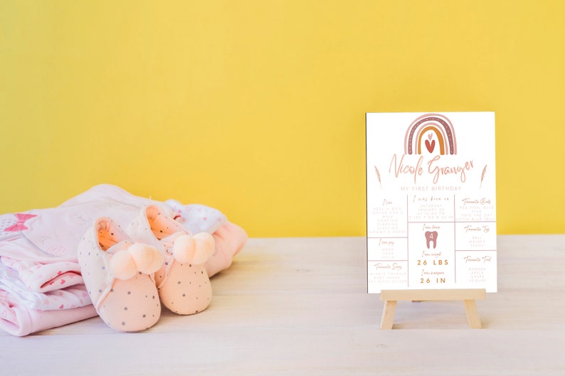 Pastel Rainbow Milestone Board First Birthday Baby Girl Rainbow ...