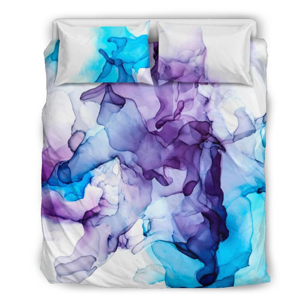 ART MEETS BEDDINGS With Artsy Purple and Blue Alcohol Ink | Etsy
