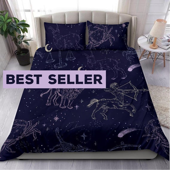 Zodiac Signs Bedding Set Cover Night Sky Bed Set Duvet Cover | Etsy