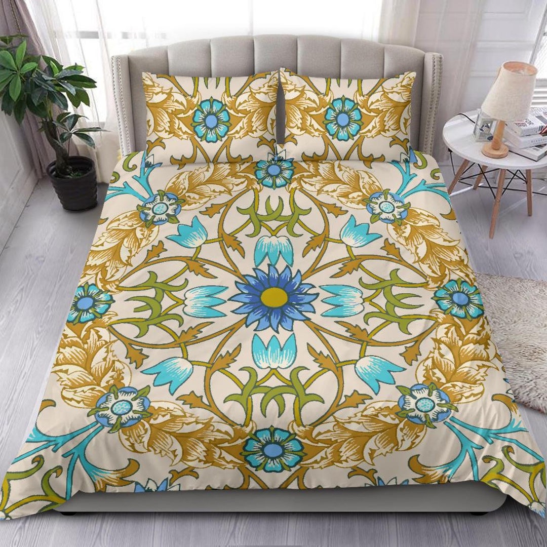 Decorative Vintage Ornamental bedding set, blue floral contemporary ...