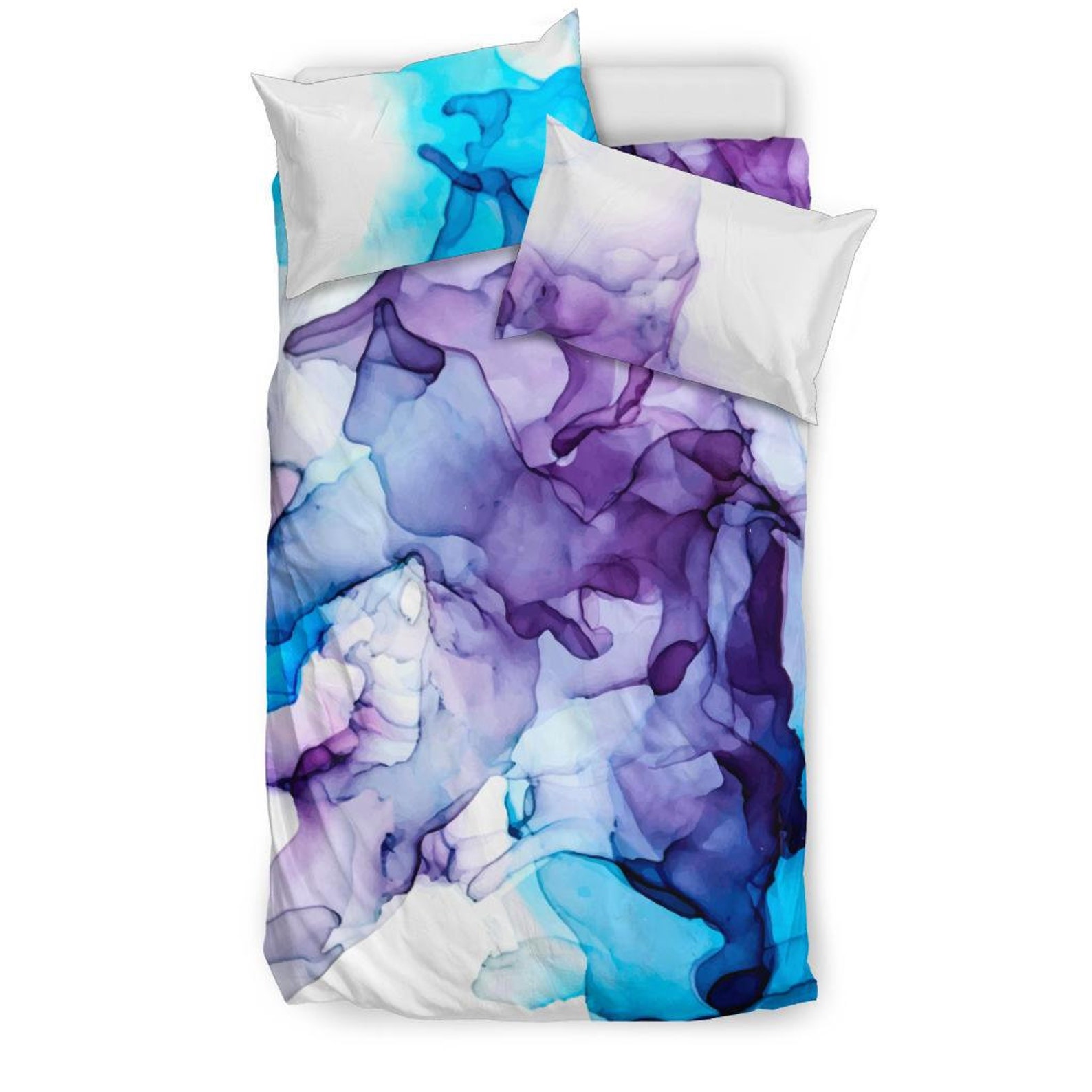 ART MEETS BEDDINGS With Artsy Purple and Blue Alcohol Ink | Etsy