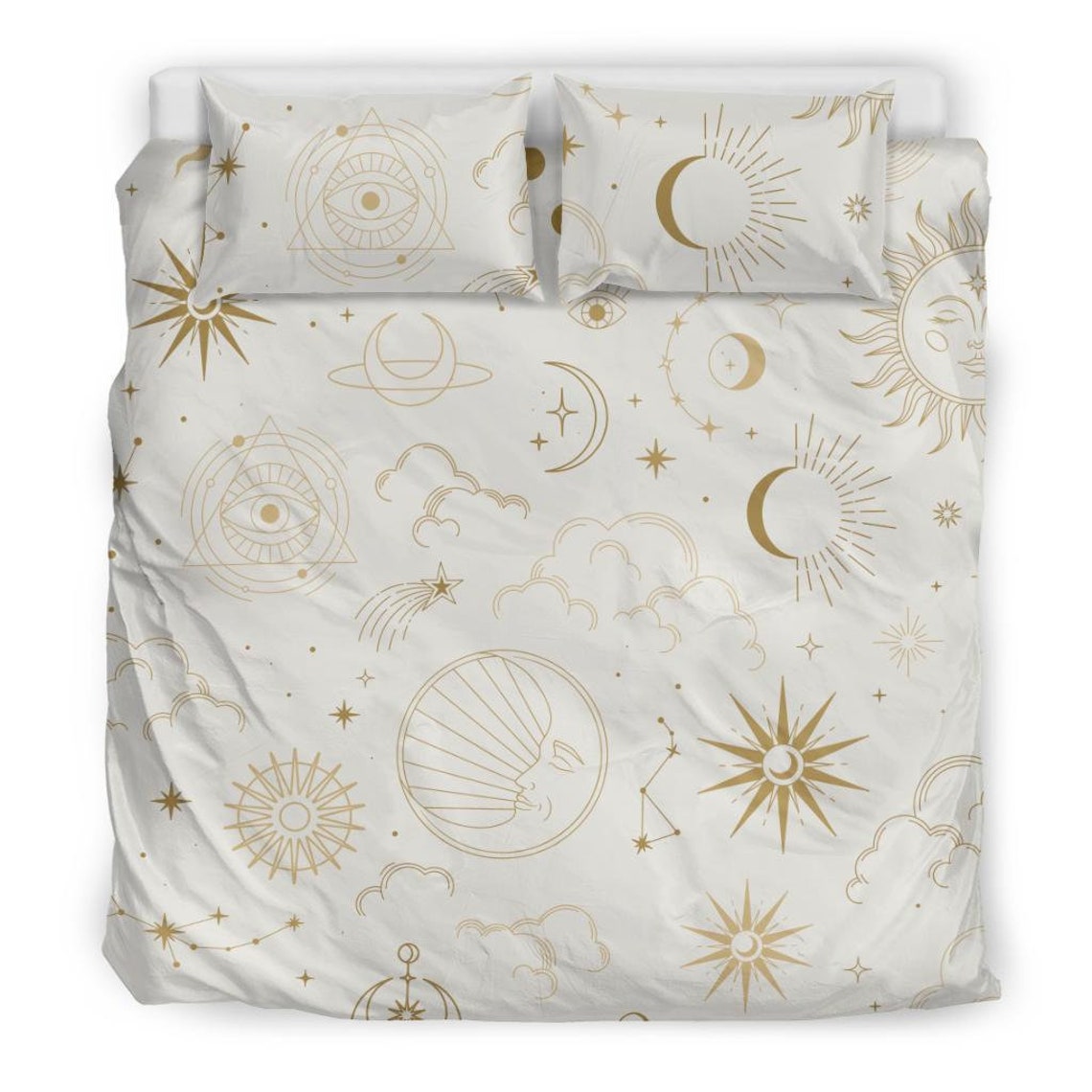 Celestial Bedding Set: Gold Sun, Moon & Stars Duvet Cover - Etsy