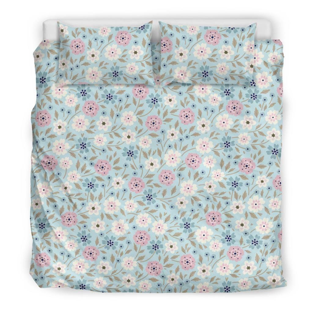 Cute Baby blue and Pink flower field bedding set for a lovely | Etsy