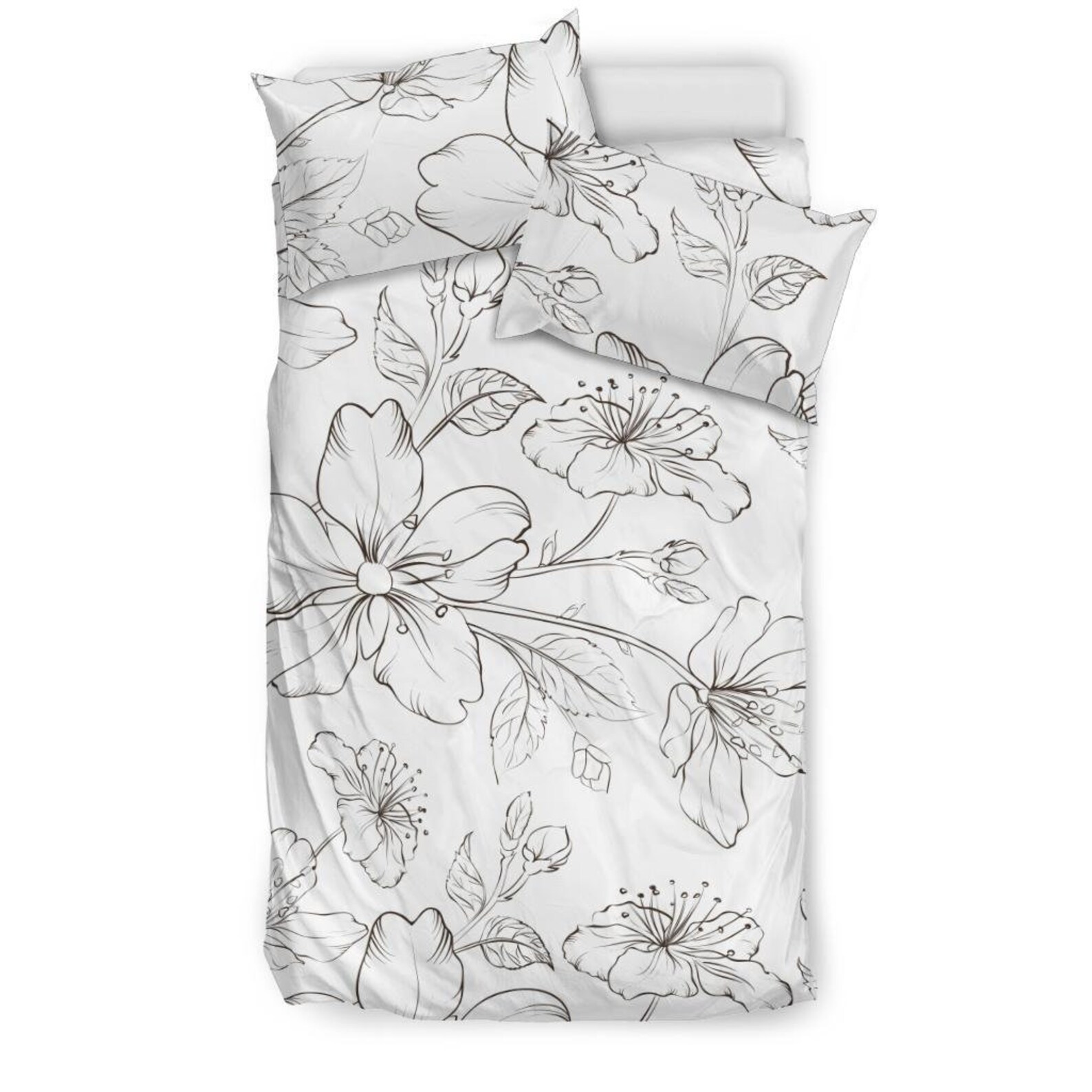 White and Black Flower Bloom bedding set cover White | Etsy