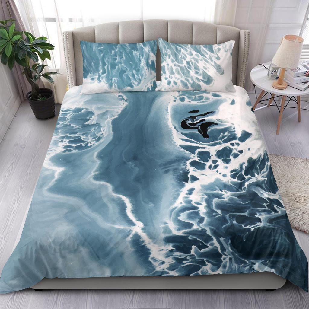 Perfect Blue Bedding Set Cover Ocean Waves Design for the - Etsy