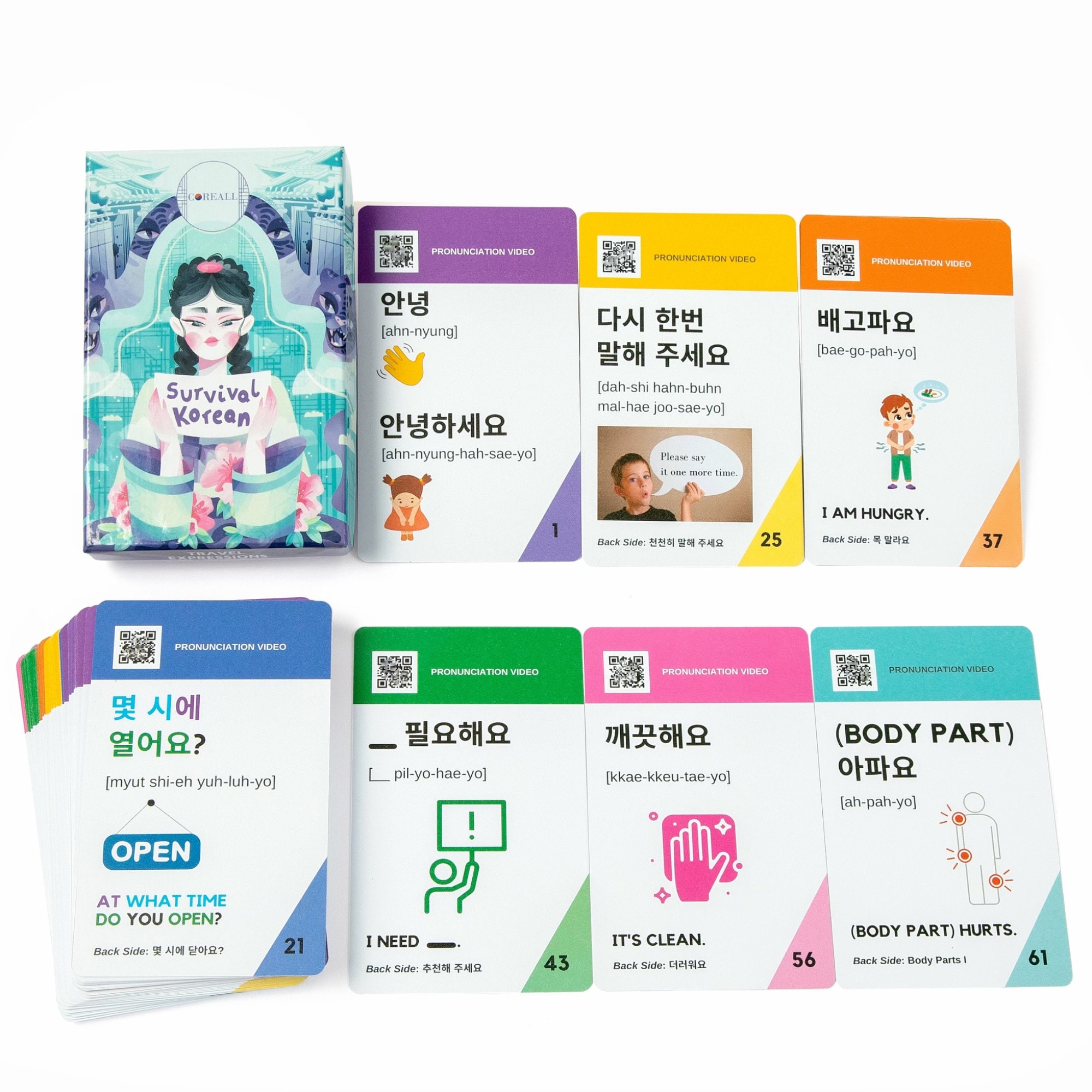 BASIC BUNDLE - Hangul & Survival Korean Flash Cards - Perfect Gift Idea ...