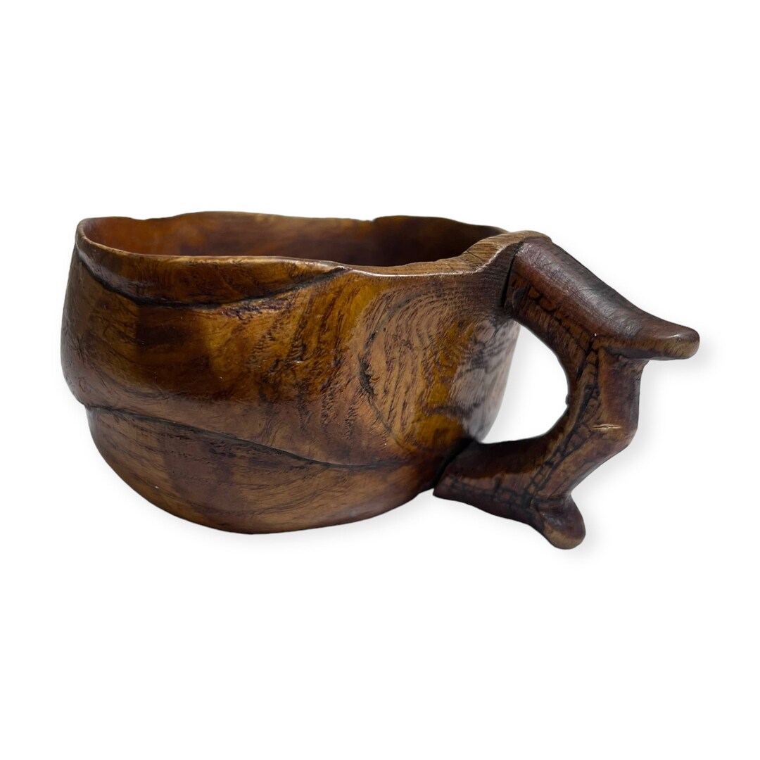Rare Burl Canoe Cup With Relief Carved Fish - Etsy