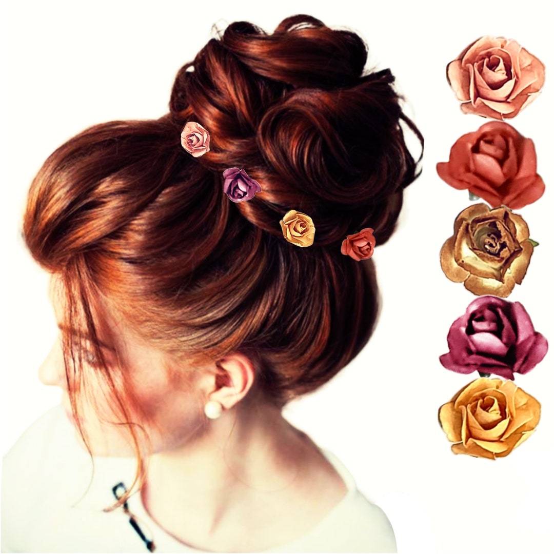 Minimalist Earth Tones Small Flower Hair Pins, Neutral Tiny Hair Clips ...