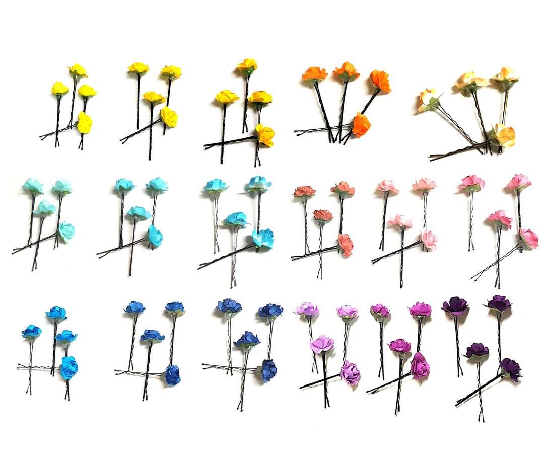Small Rose Hair Pins Minimalist Flower Hair Pins, Mini Mulberry Paper ...